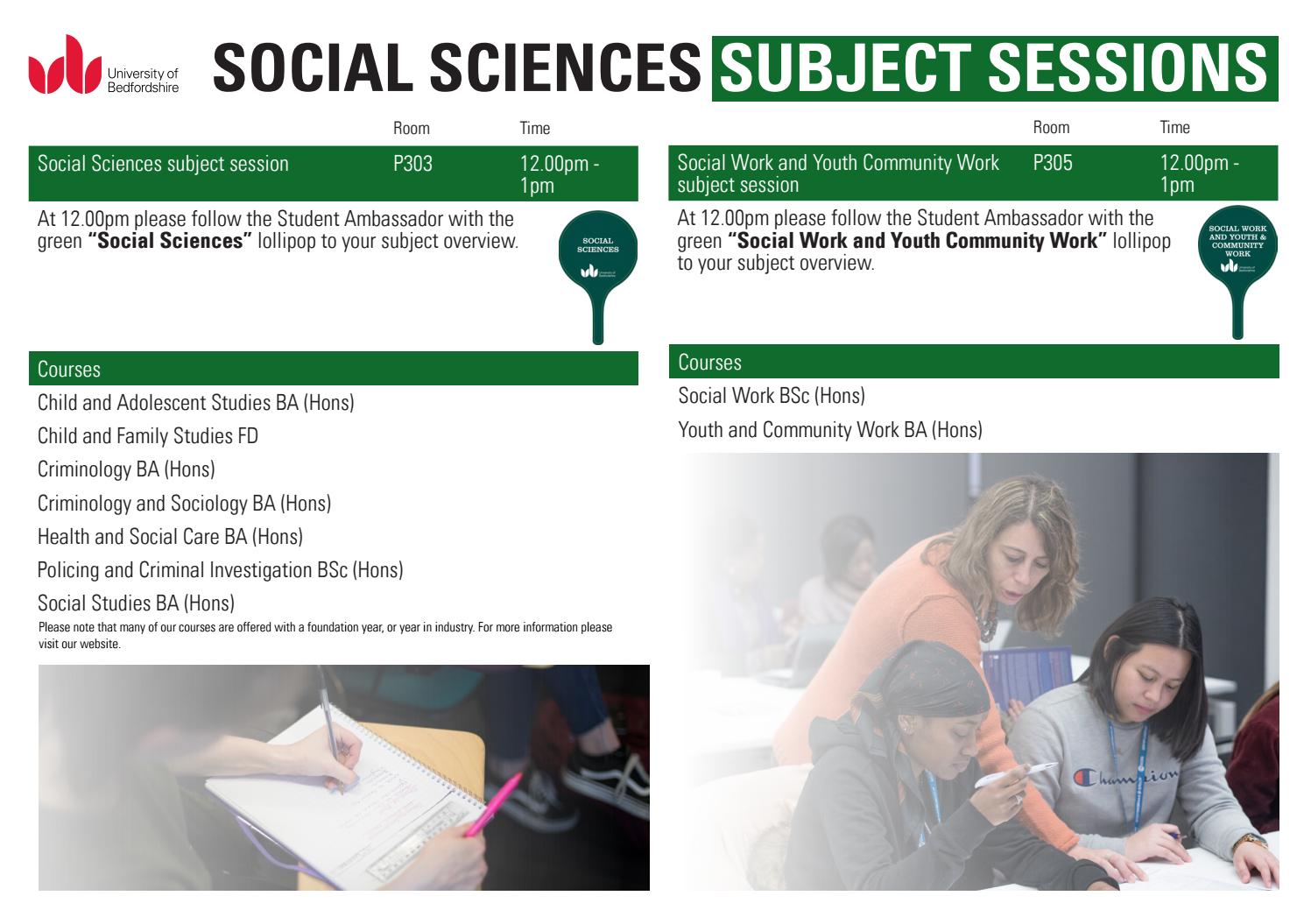 Social Sciences - April Open Day programme - Luton campus by University ...