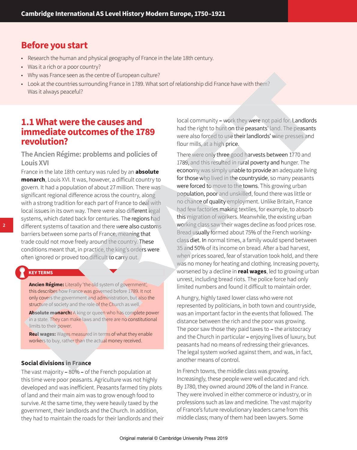 AS modern Europe History sample by Cambridge International Education ...