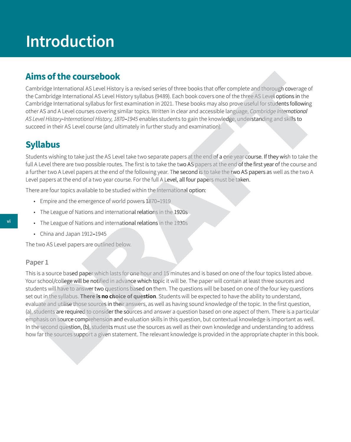 AS International History sample by Cambridge International Education ...