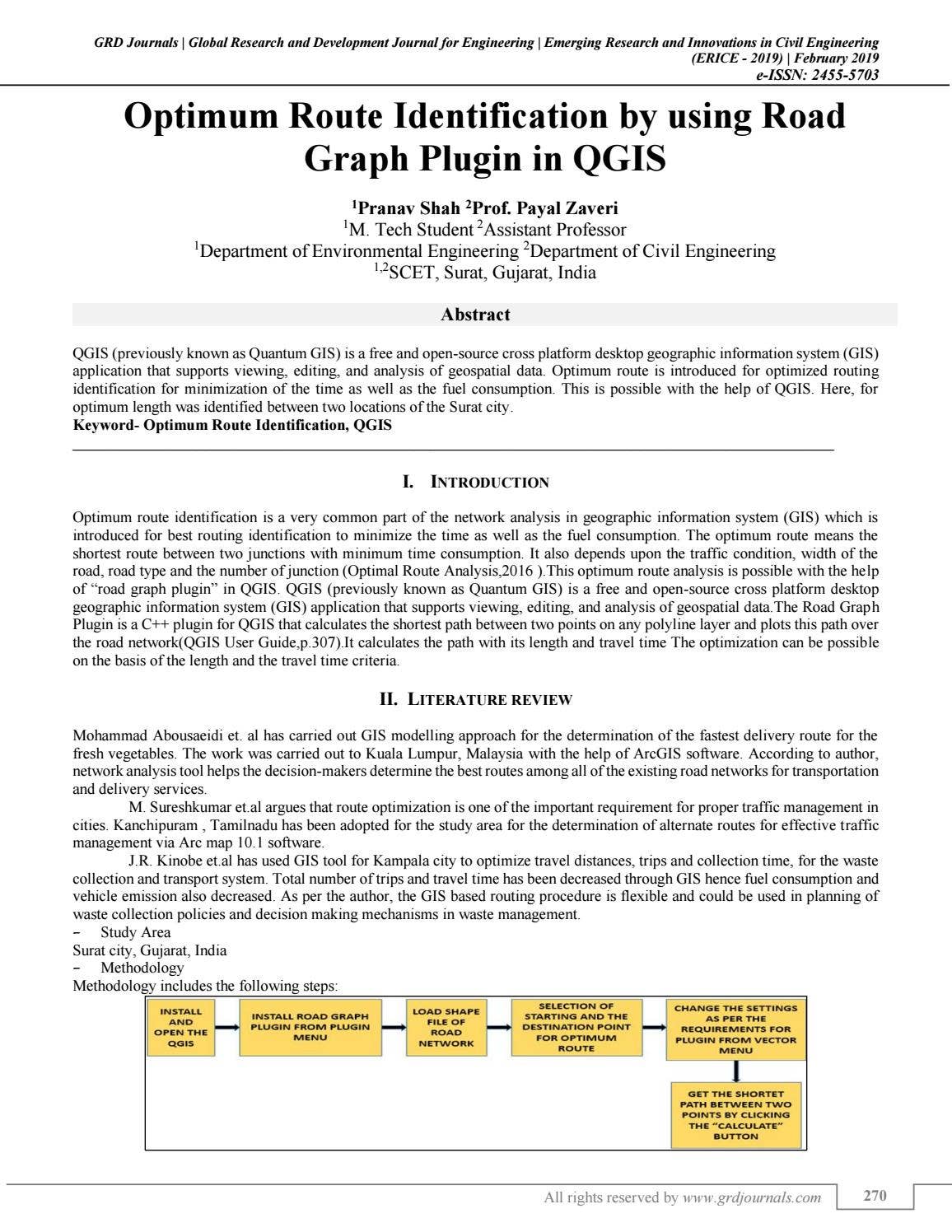 Optimum Route Identificationby using Road Graph Pluginin QGIS by GRD ...