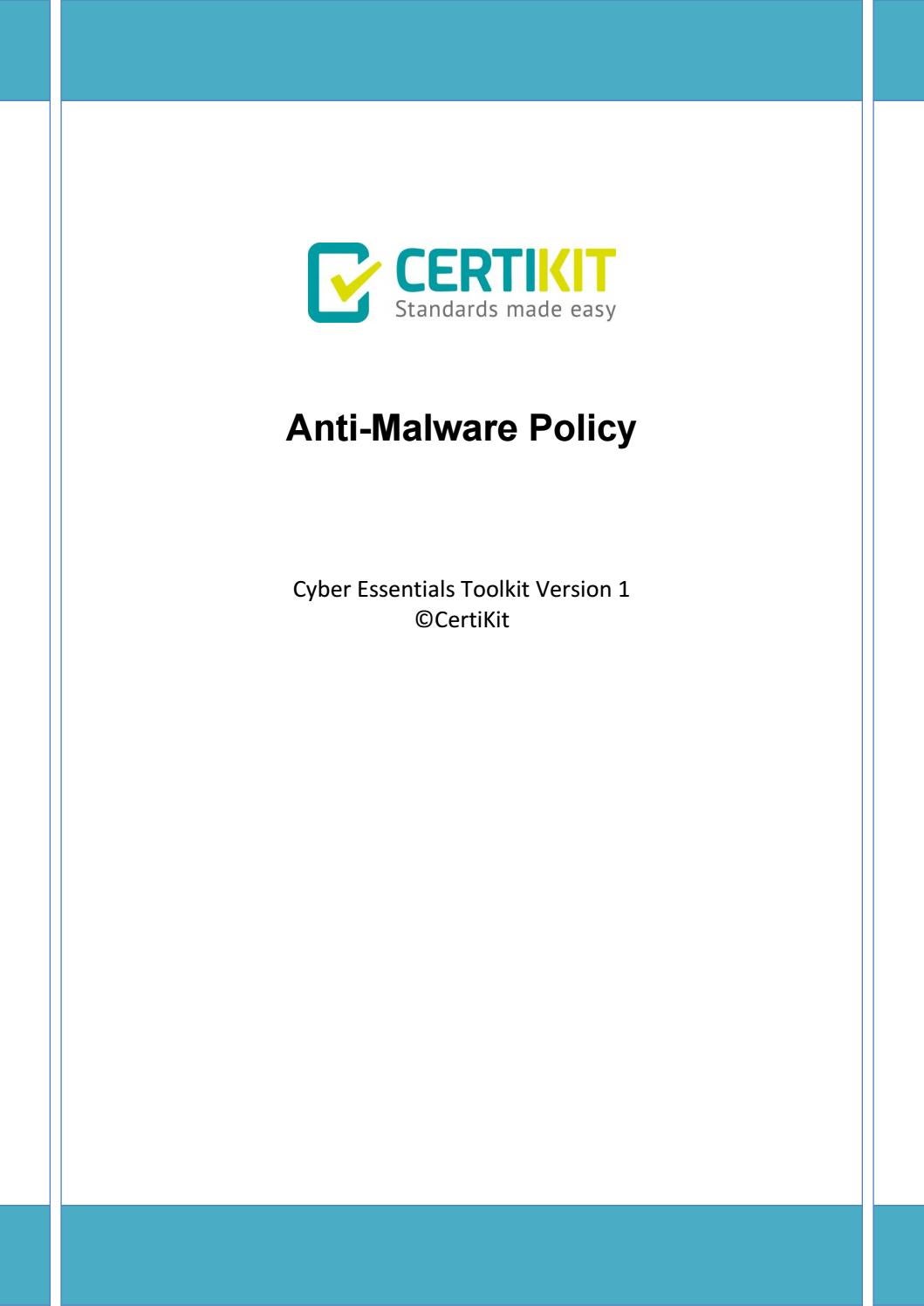 CYB-DOC-04-1 Anti-Malware Policy by CertiKit Limited - Issuu