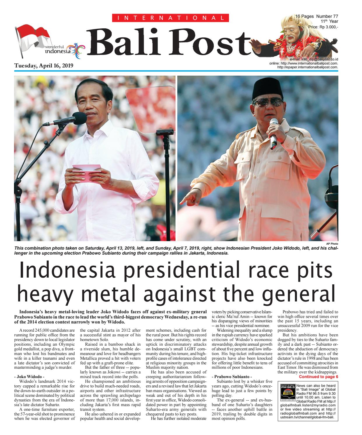 Edition Tuesday, April 16, 2019 | International Bali Post by e-Paper ...