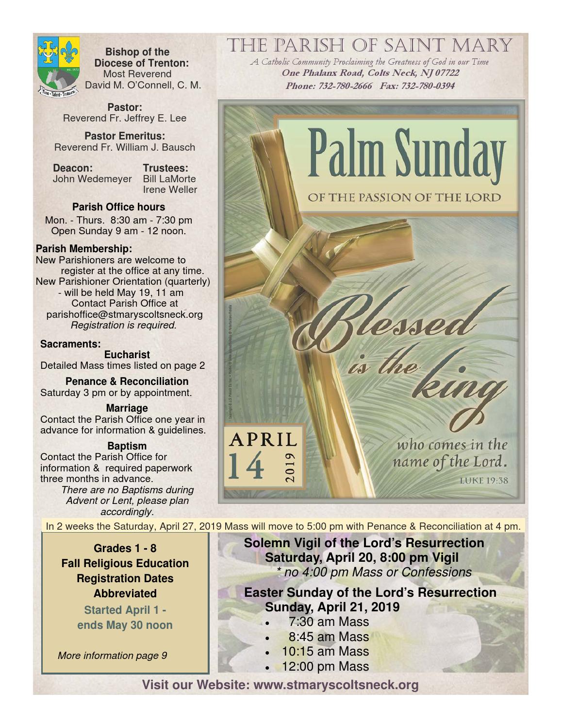 Palm Sunday Bulletin for April 14, 2019 by The Parish of Saint Mary - Issuu
