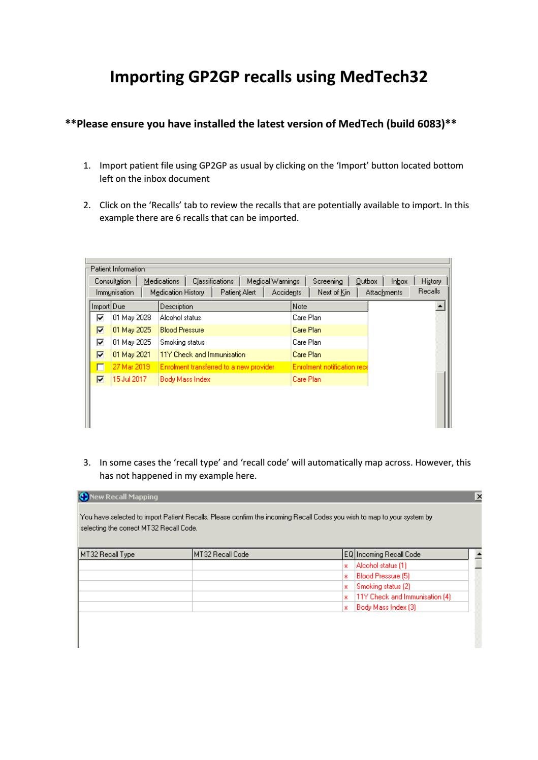 Importing GP2GP recalls in MedTech32 by WBOP PHO - Issuu