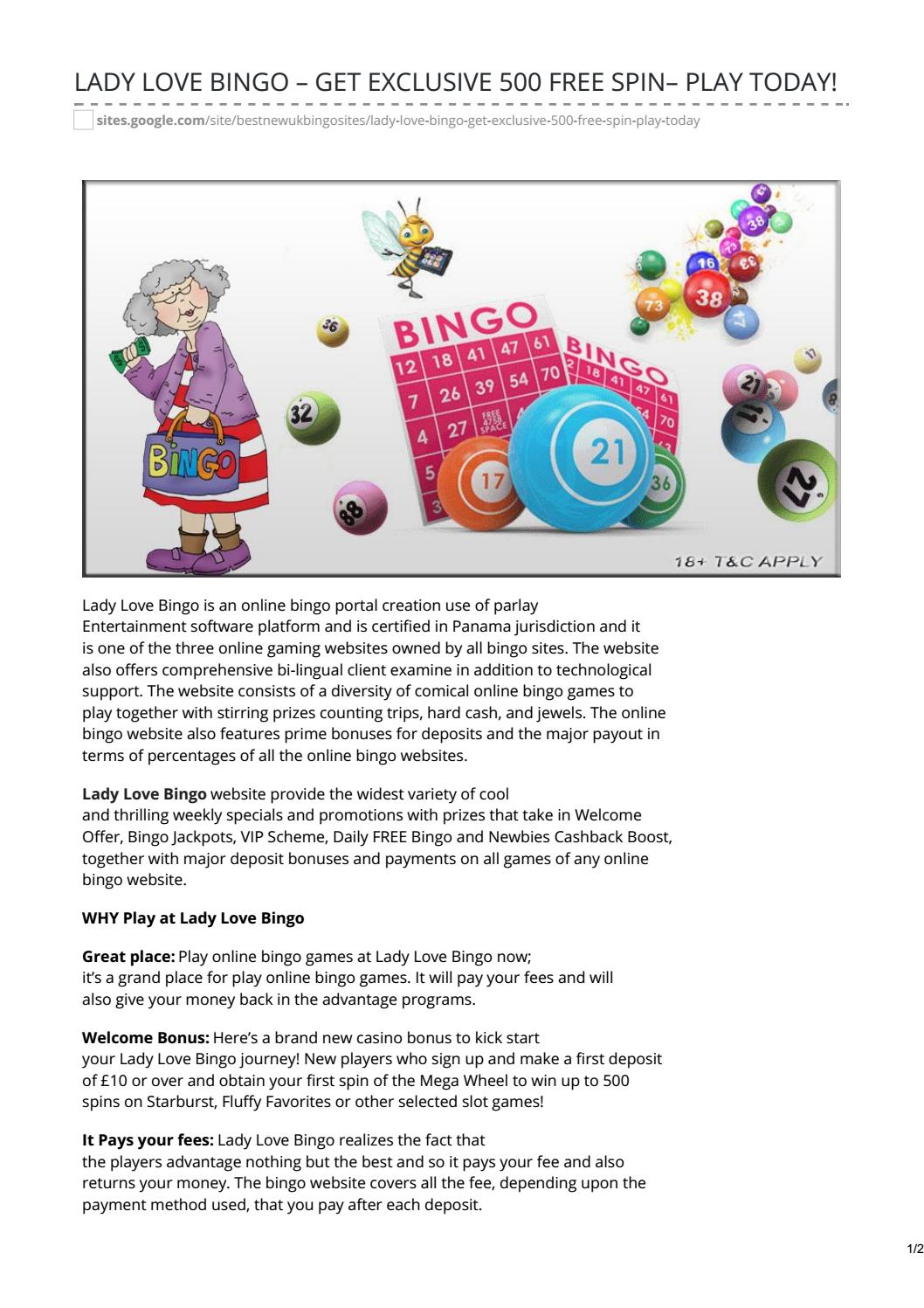 LADY LOVE BINGO – GET EXCLUSIVE 500 FREE SPIN– PLAY TODAY! by Global ...