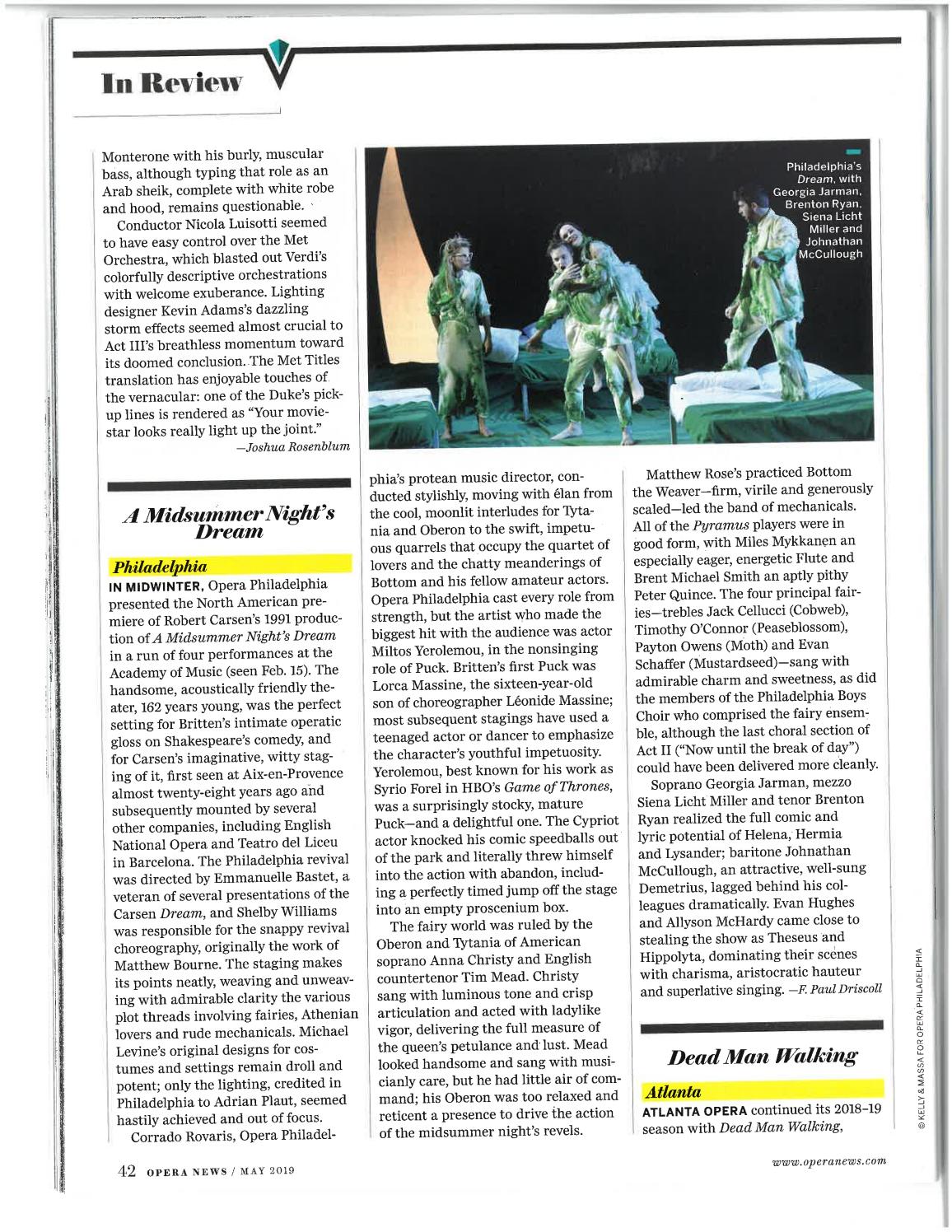 Opera News reviews A MIDSUMMER NIGHT'S DREAM by Opera Philadelphia - Issuu