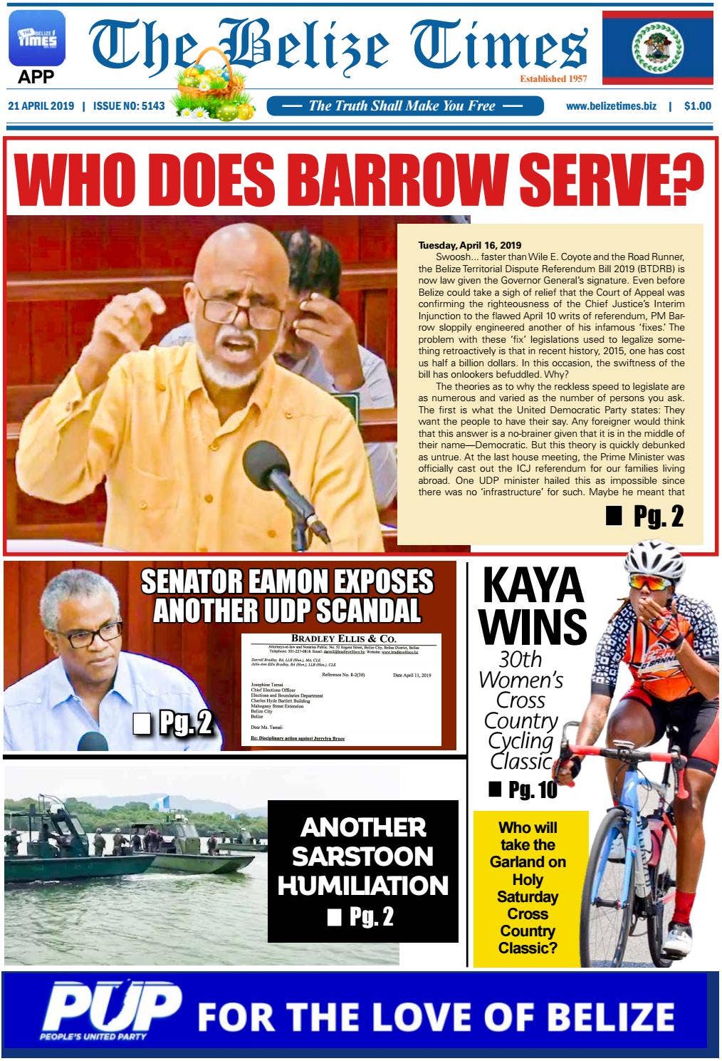 Belize Times April 21, 2019- Who Does Barrow Serve? by Belize Times ...