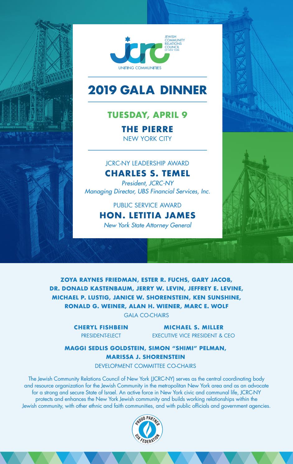 JCRC-NY 2019 Gala Dinner Program by JCRC-NY - Issuu