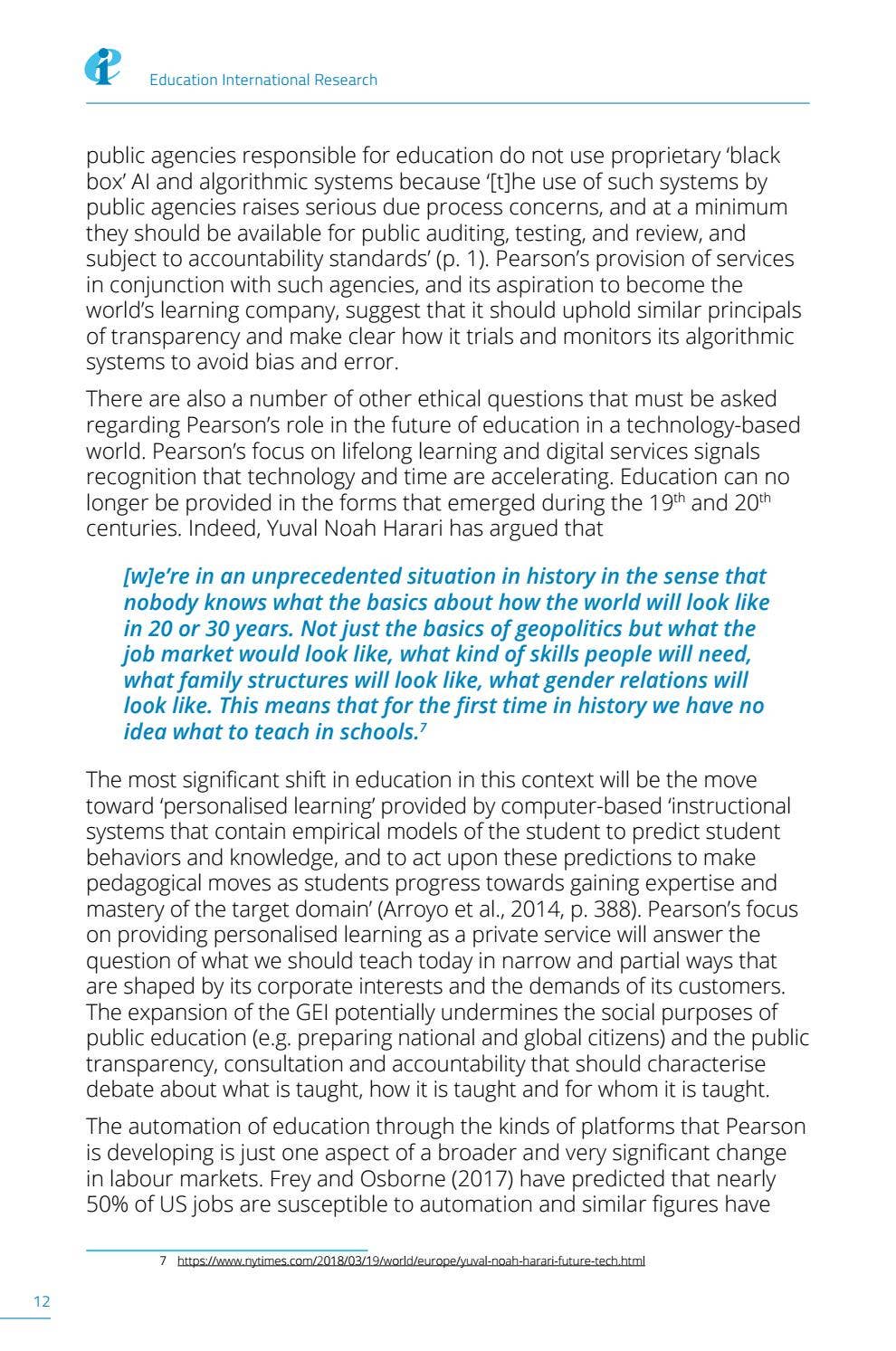 Pearson 2025: Transforming teaching and privatising education data by Education International ...