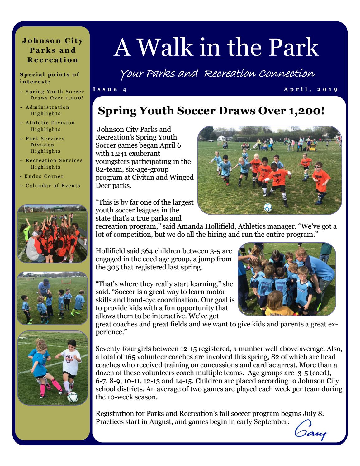 A Walk in the Park Newsletter April 2019 by City of Johnson City - Issuu