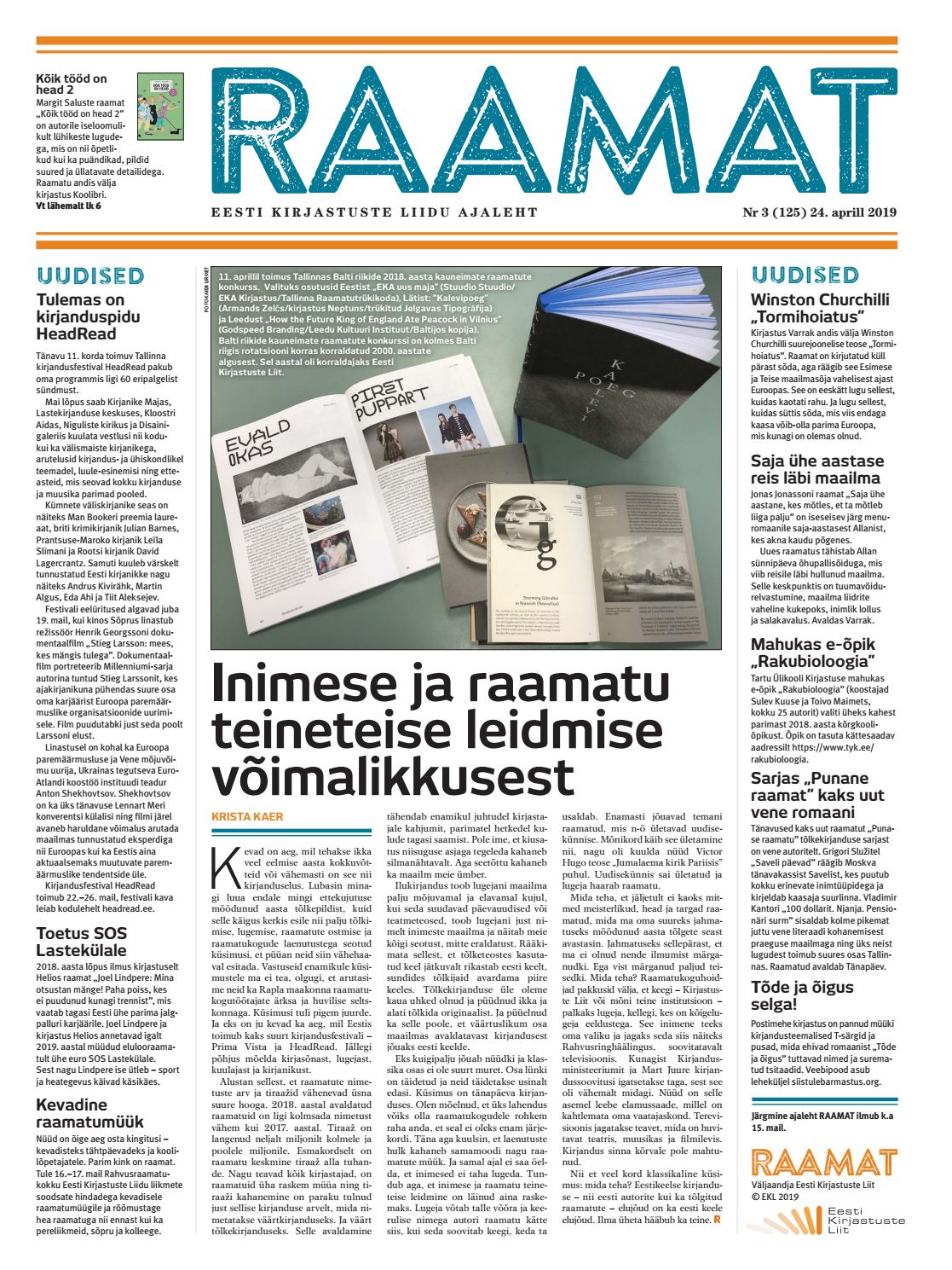 Ajaleht RAAMAT nr 125 (aprill 2019) by Kaidi Urmet - Issuu