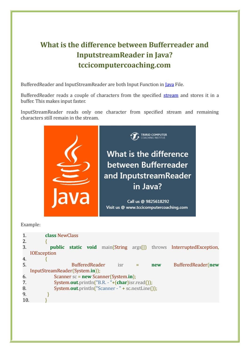 What is the difference between Bufferreader and InputstreamReader in ...