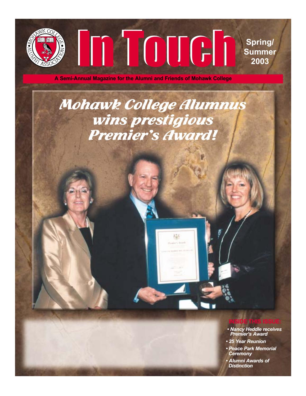 Mohawk College Alumni In Touch Magazine - Spring 2003 by Mohawk College ...