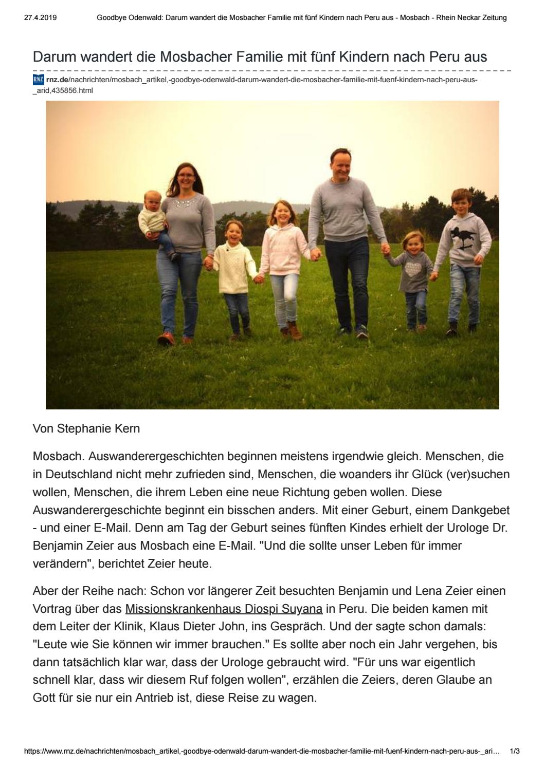 Goodbye Odenwald - Darum wandert die Mosbacher Familie mit fünf Kindern ...