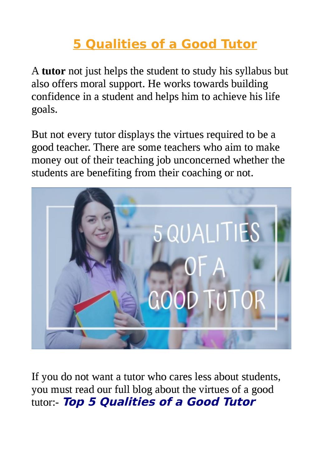 5 Qualities of a Good Tutor by The Tuition Teacher - Issuu