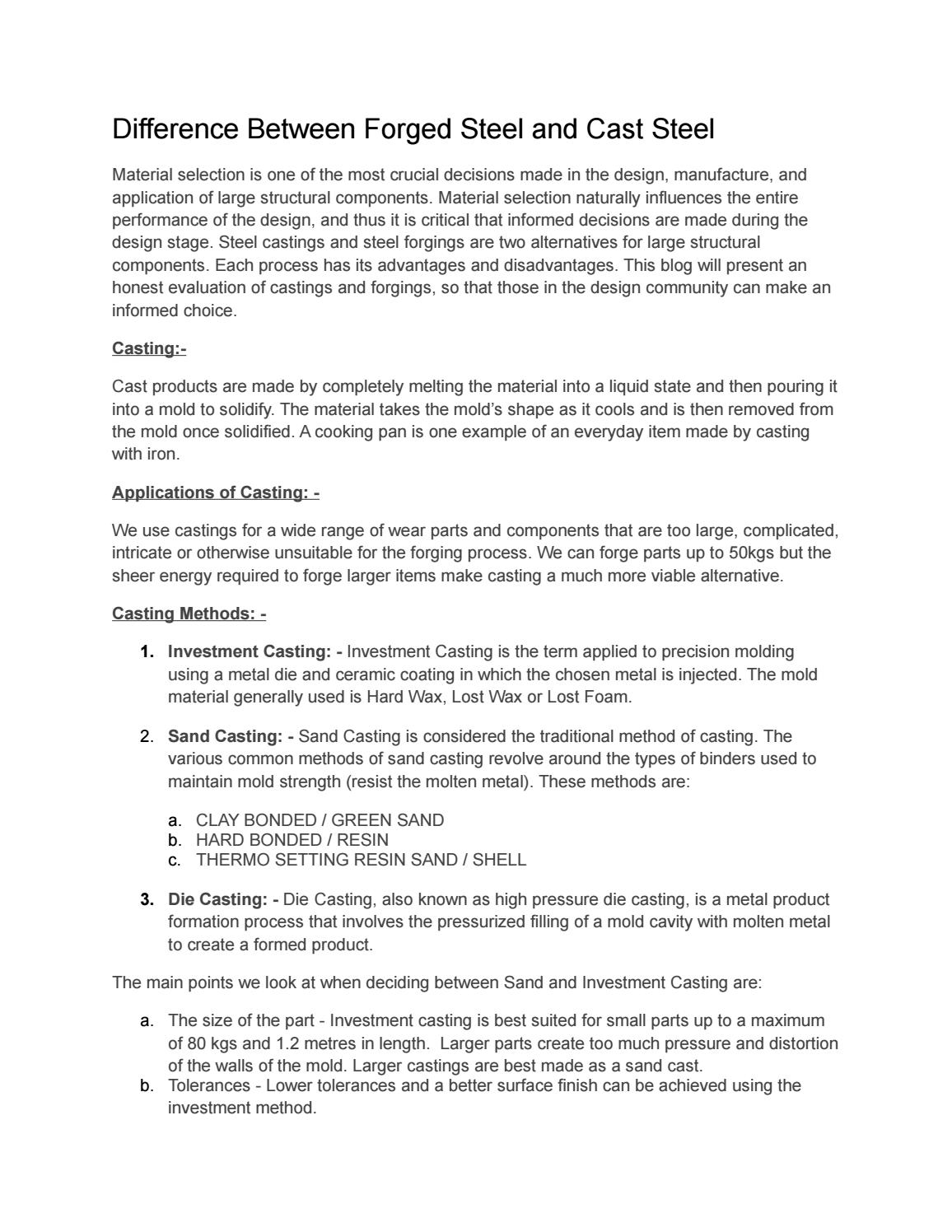 Difference Between Forged Steel and Cast Steel by steelpipesfactory - Issuu
