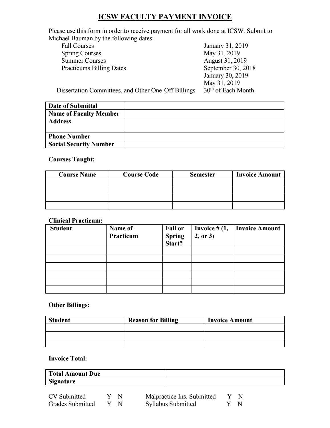 Faculty Payment Invoice by ICSW - Issuu