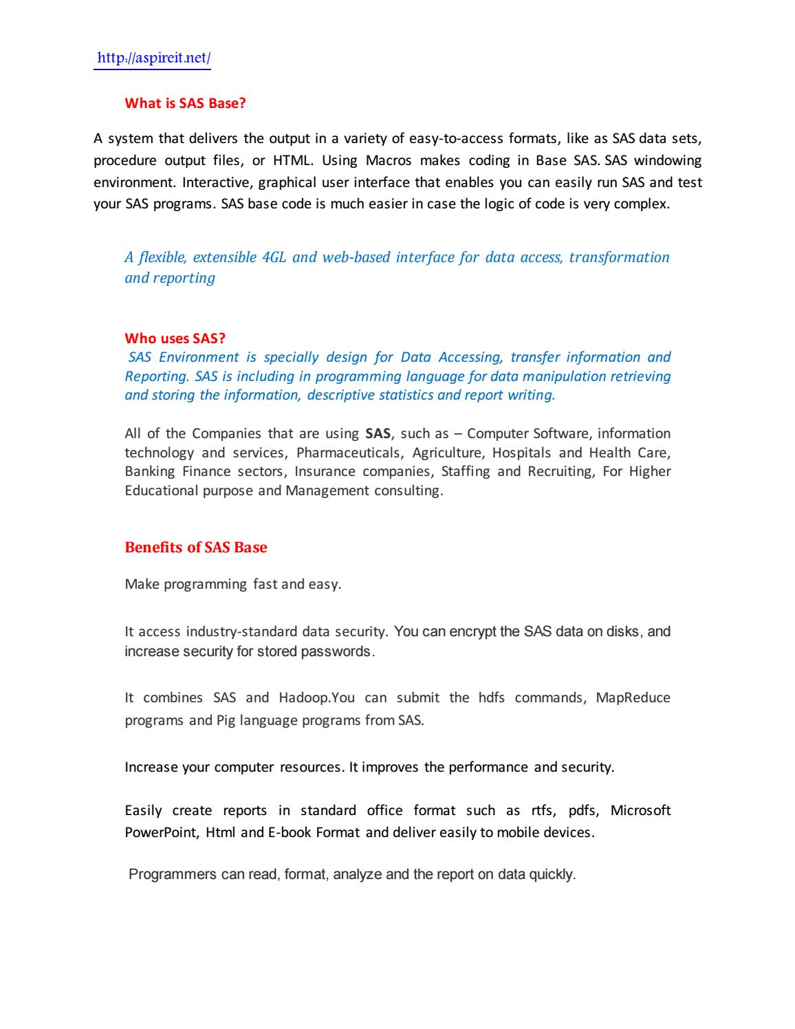 SAS Base Programmer Certification Training by Certified Experts by ...