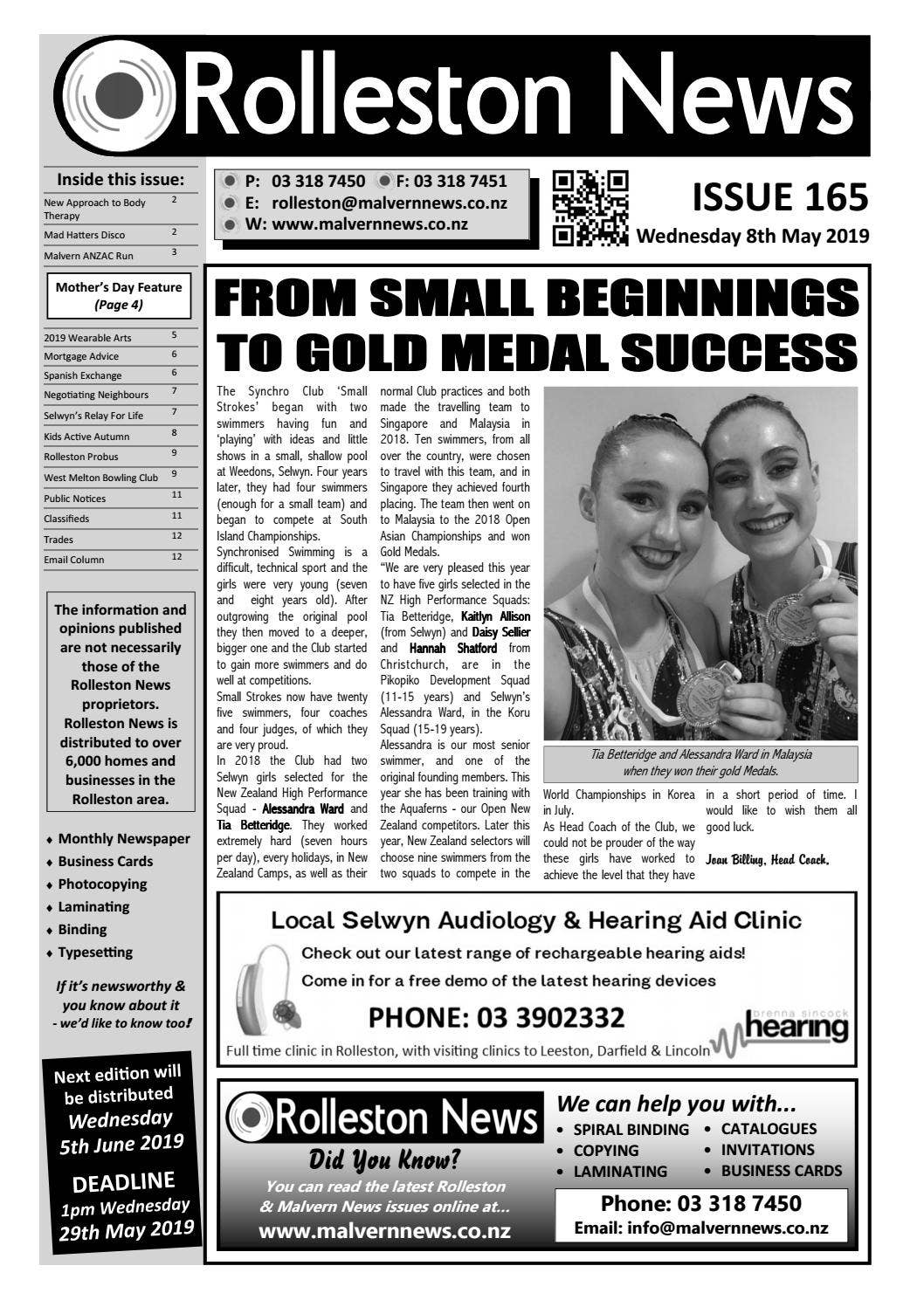 Rolleston News Issue 165 - 8th May 2019 by Malvern News - Issuu