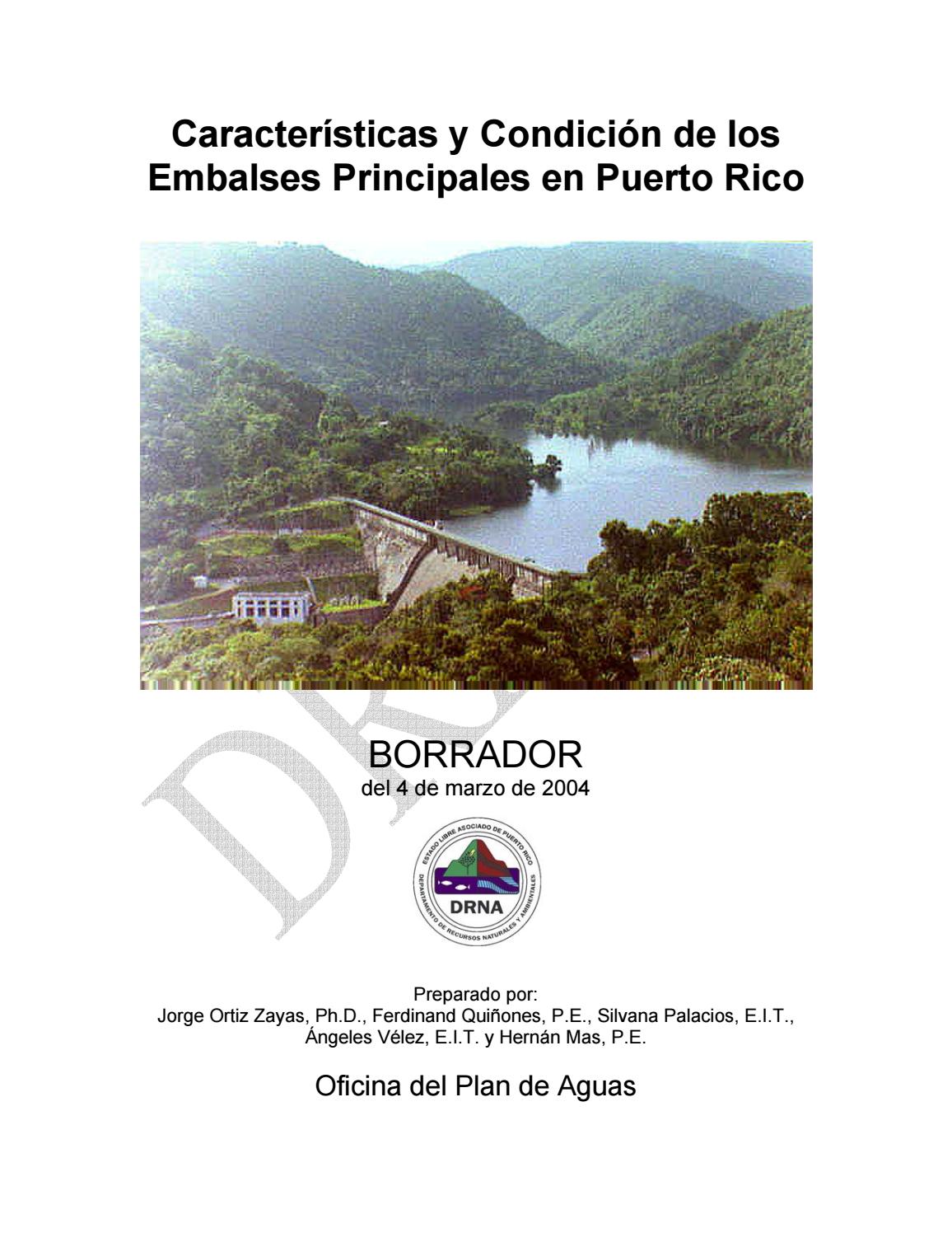 Características y Condiciones de los Embalses principales en Puerto ...