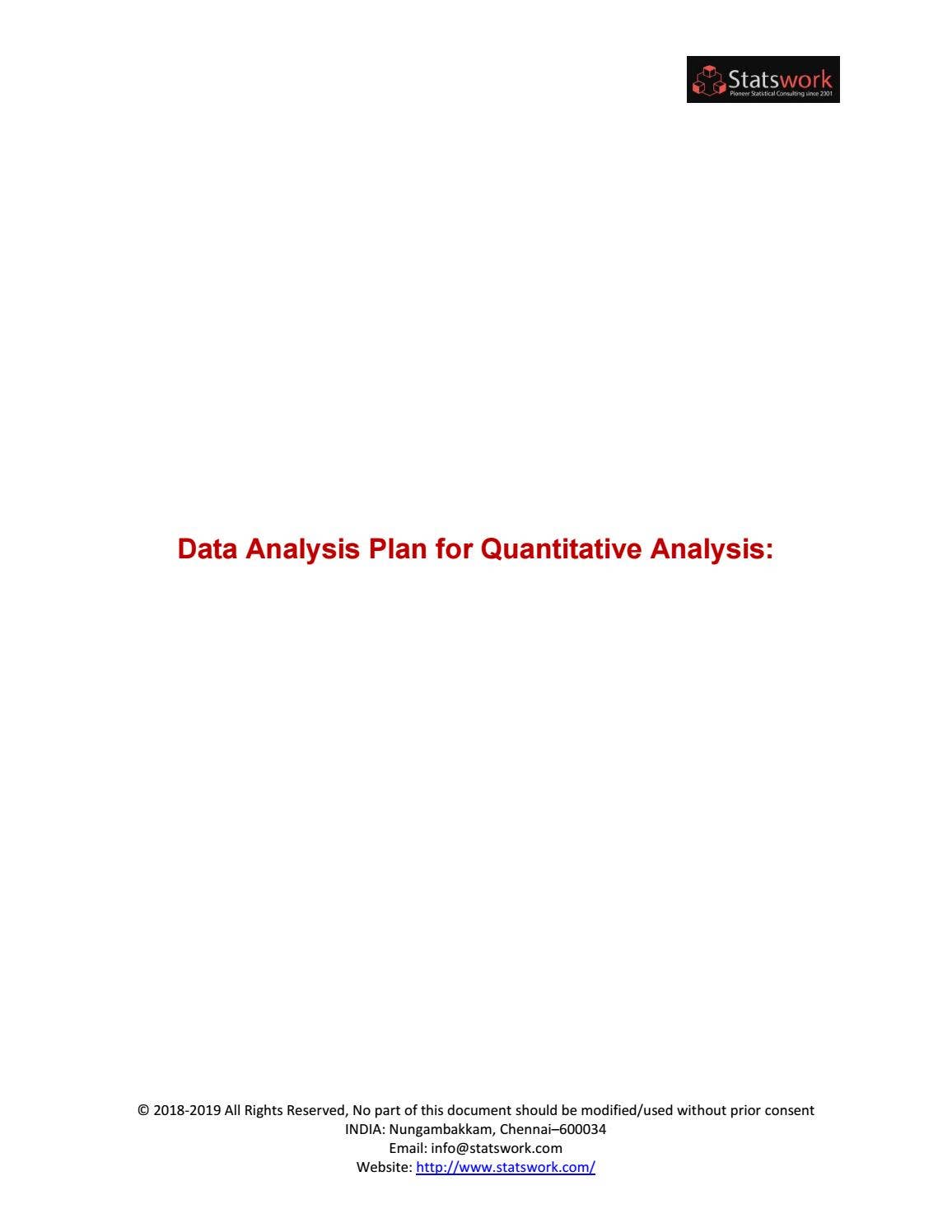 Data Analysis Plan for Quantitative Analysis by Statswork - Issuu