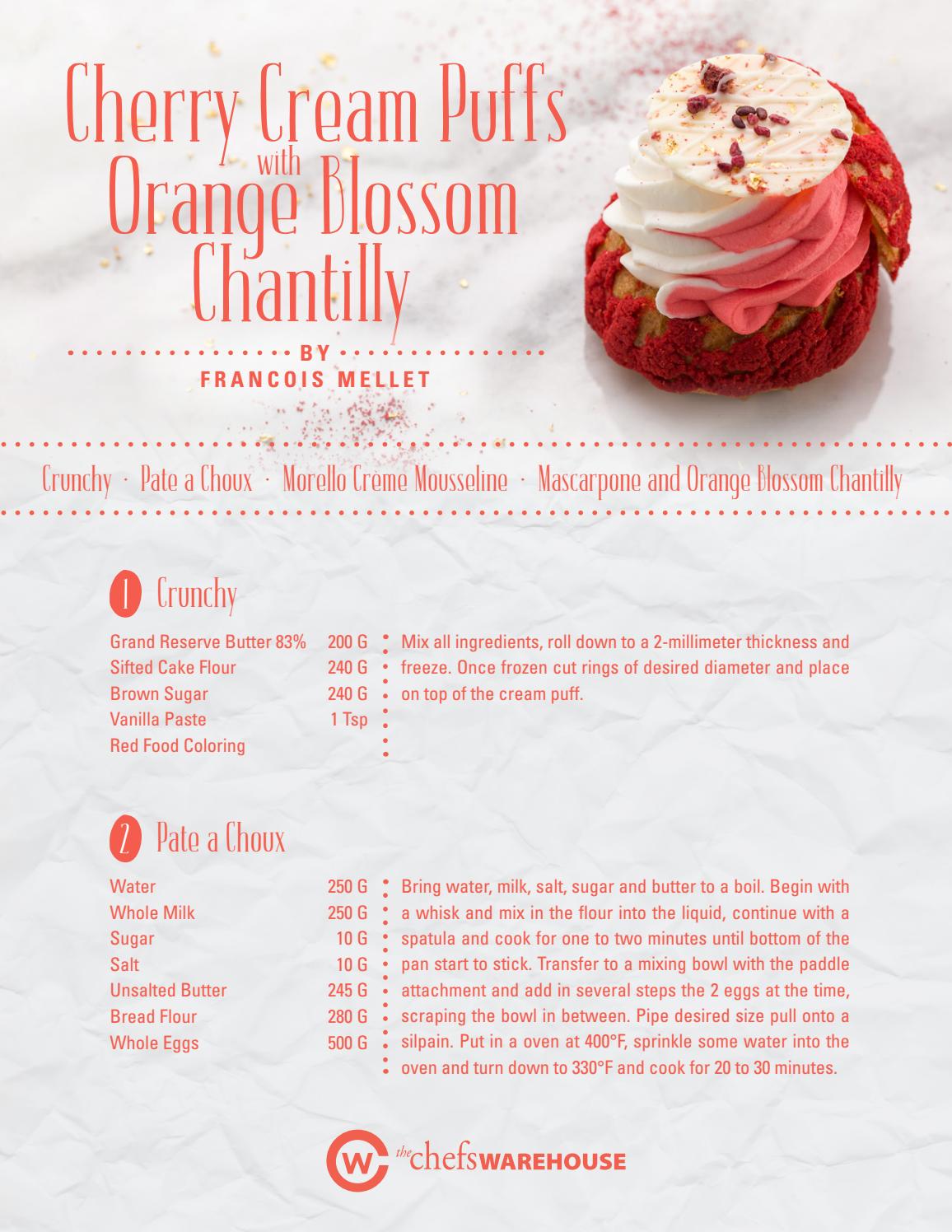 The Chefs' Warehouse Cherry Cream Puffs w/ Orange Blossom Chantilly ...