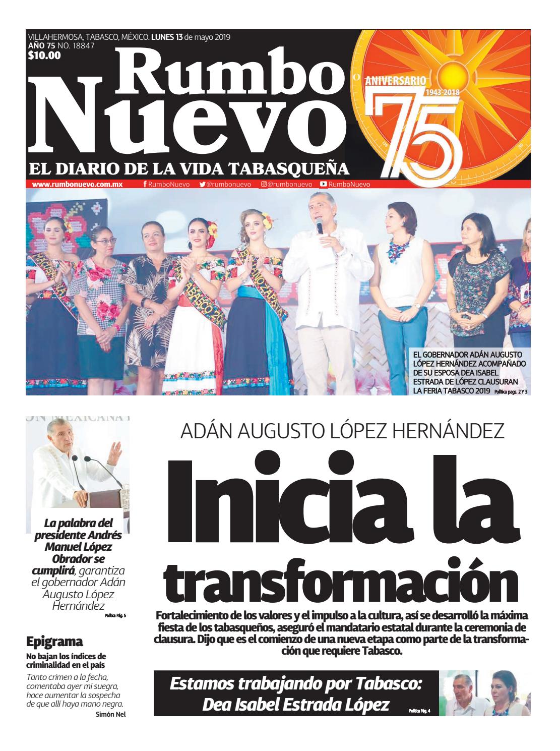 Rumbo Nuevo. Lunes 13 de mayo de 2019 by Grupo Rumbo Nuevo - Issuu