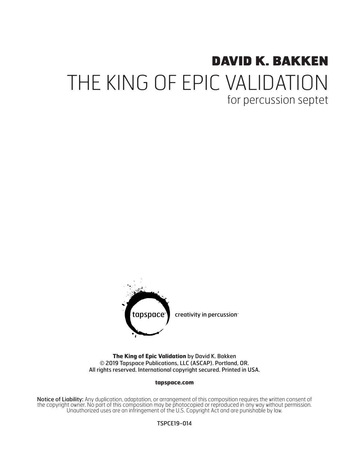 The King of Epic Validation - SAMPLE by Tapspace - Issuu