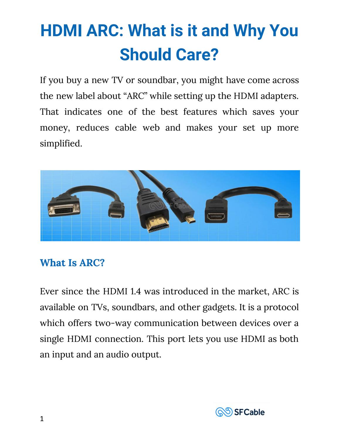HDMI ARC: What is it and Why You Should Care? by Sf Cable, Inc - Issuu