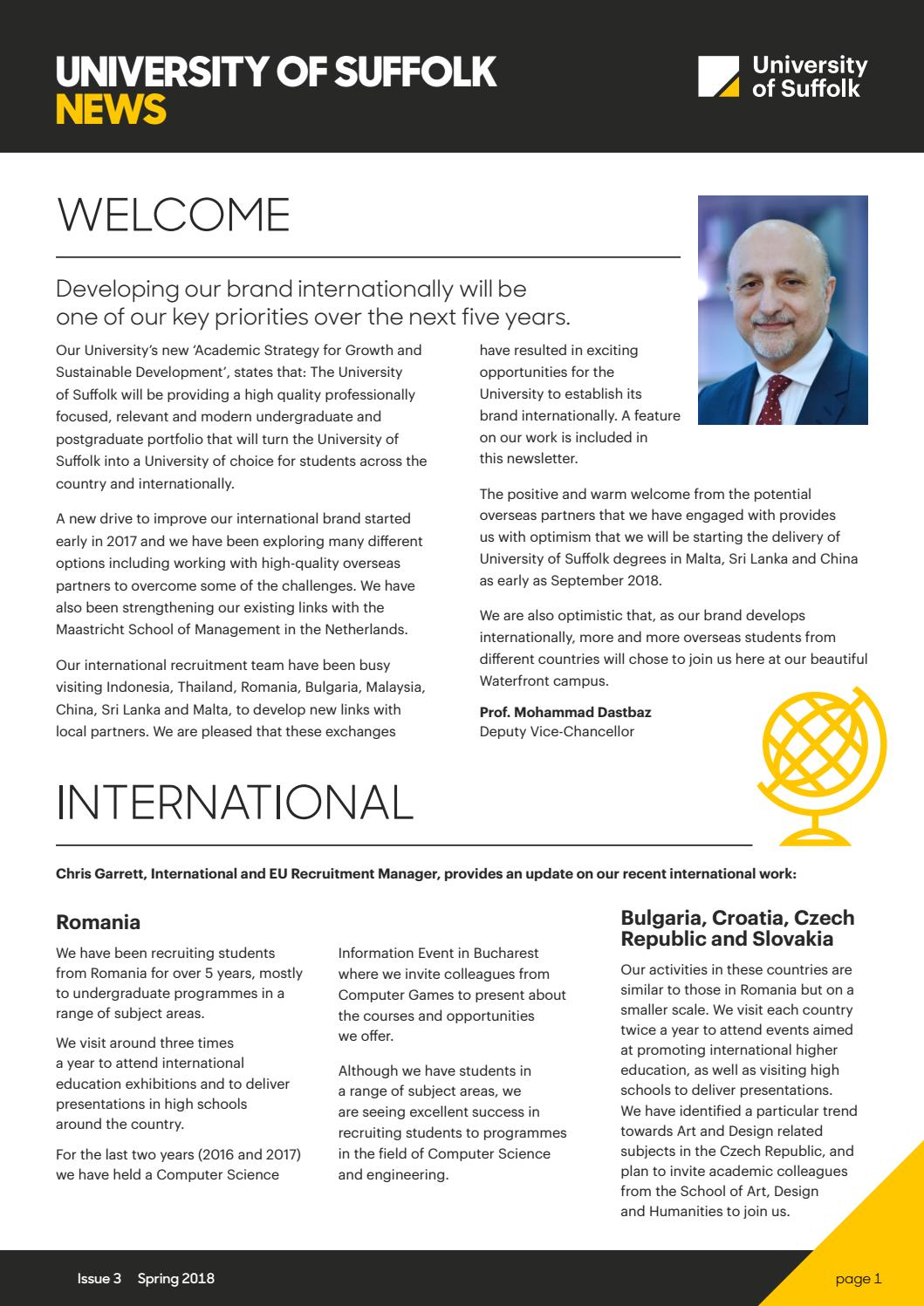 Newsletter - Issue 3 by University of Suffolk - Issuu