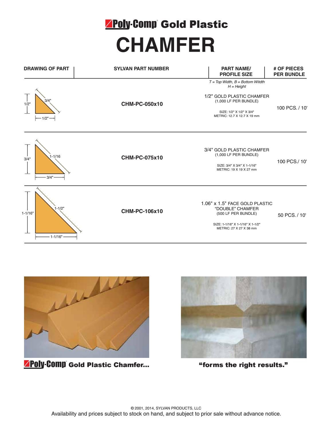 Sylvan Poly-Comp Gold Plastic Chamfer by Ram Tool Construction Supply ...