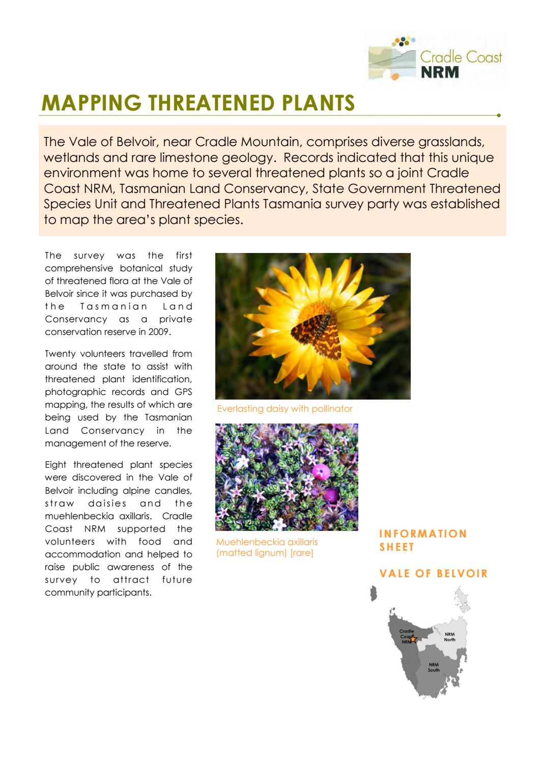 Mapping Threatened Plants by Cradle Coast Authority - Issuu