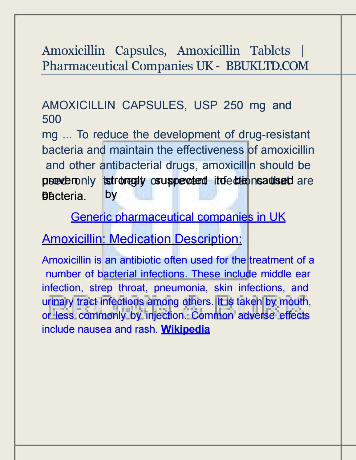 Amoxicillin Capsules, Amoxicillin Tablets | Pharmaceutical Companies UK ...