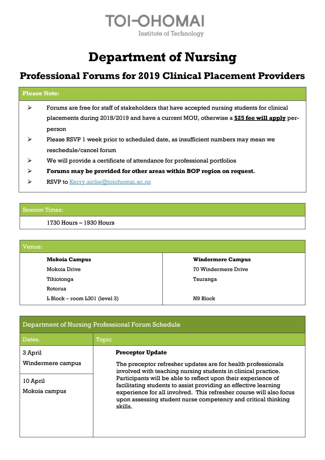 Professional Forums Schedule 2019 by WBOP PHO - Issuu