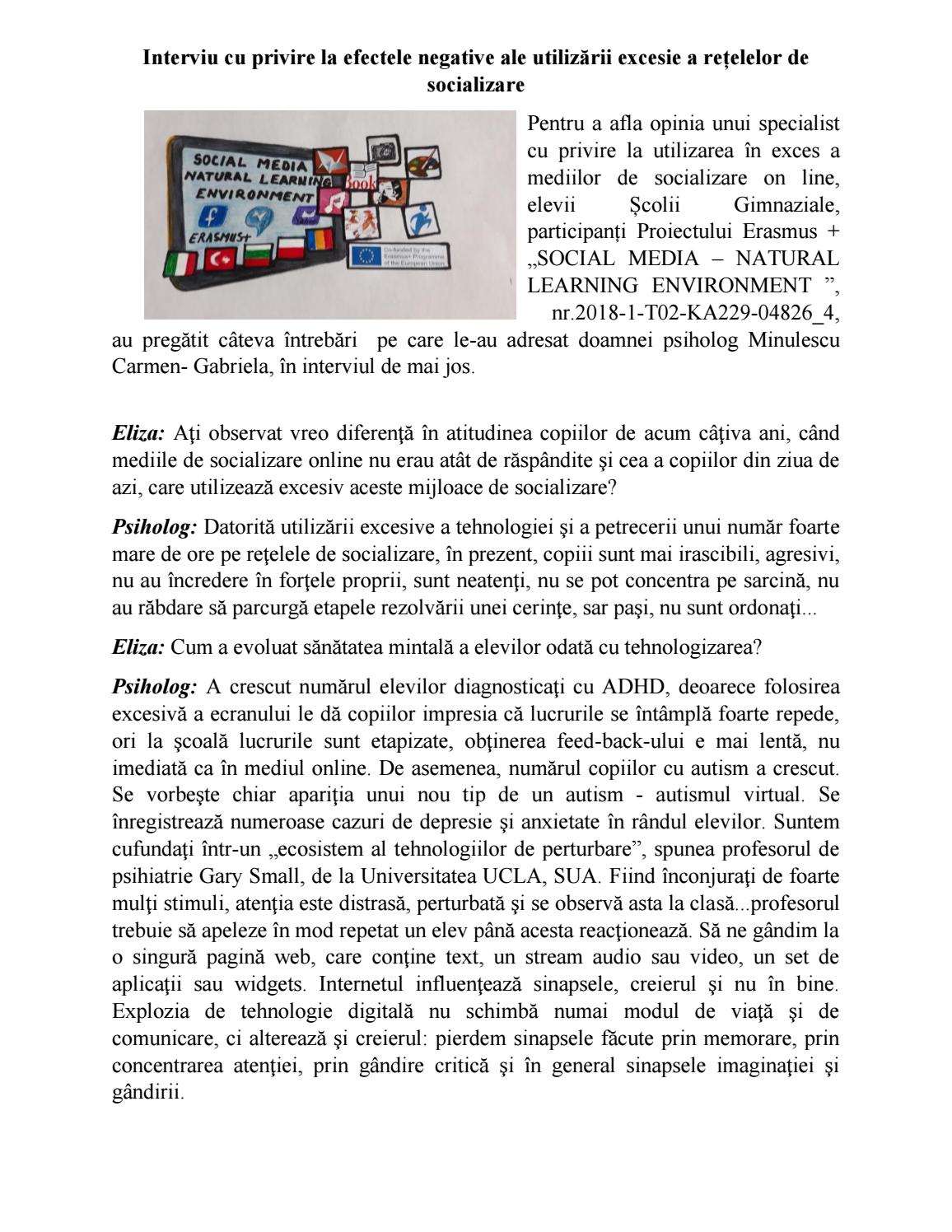 Interviu realizat %c3%aen cadrul proiectului erasmus by Casa Perfecta ...