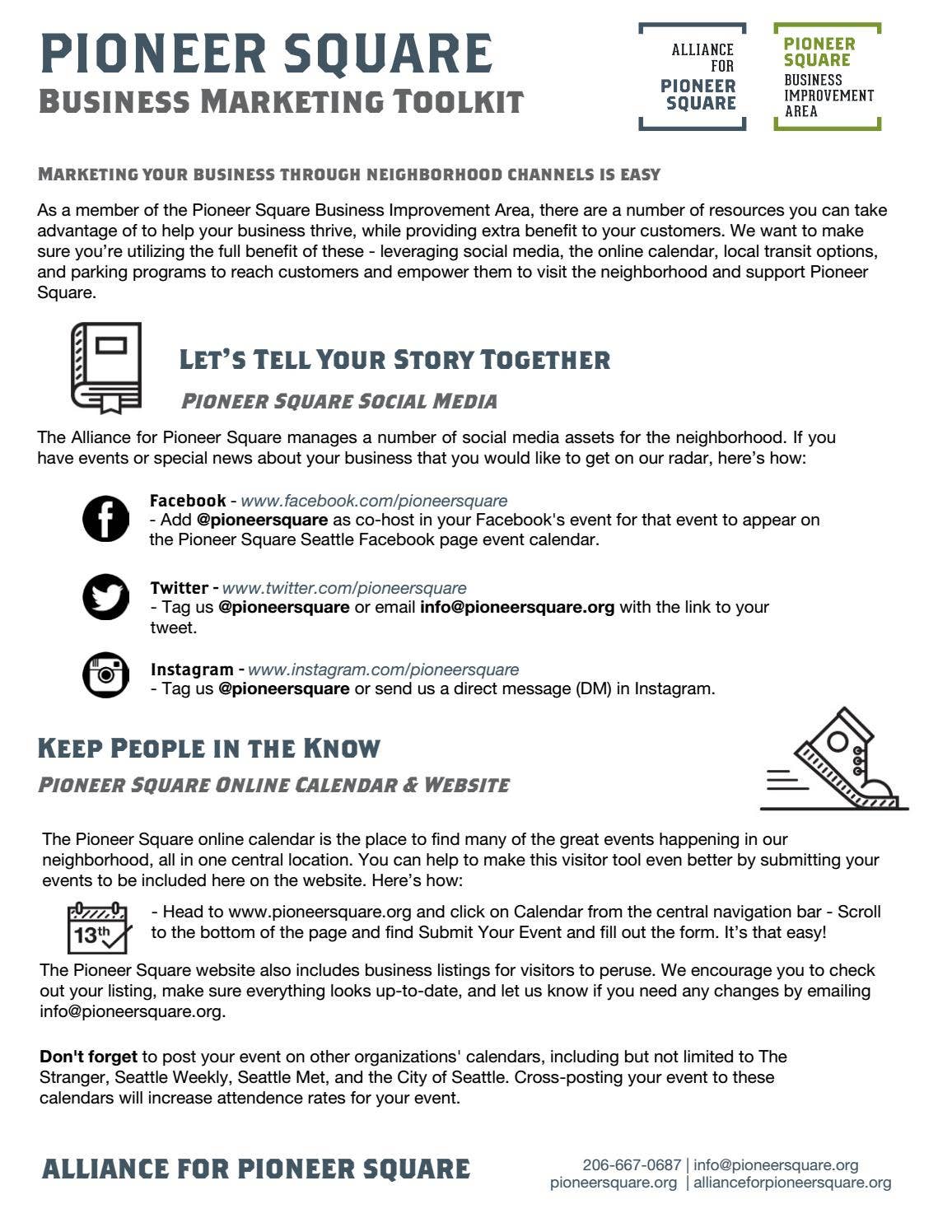 Pioneer Square Business Marketing Toolkit by Alliance for Pioneer ...