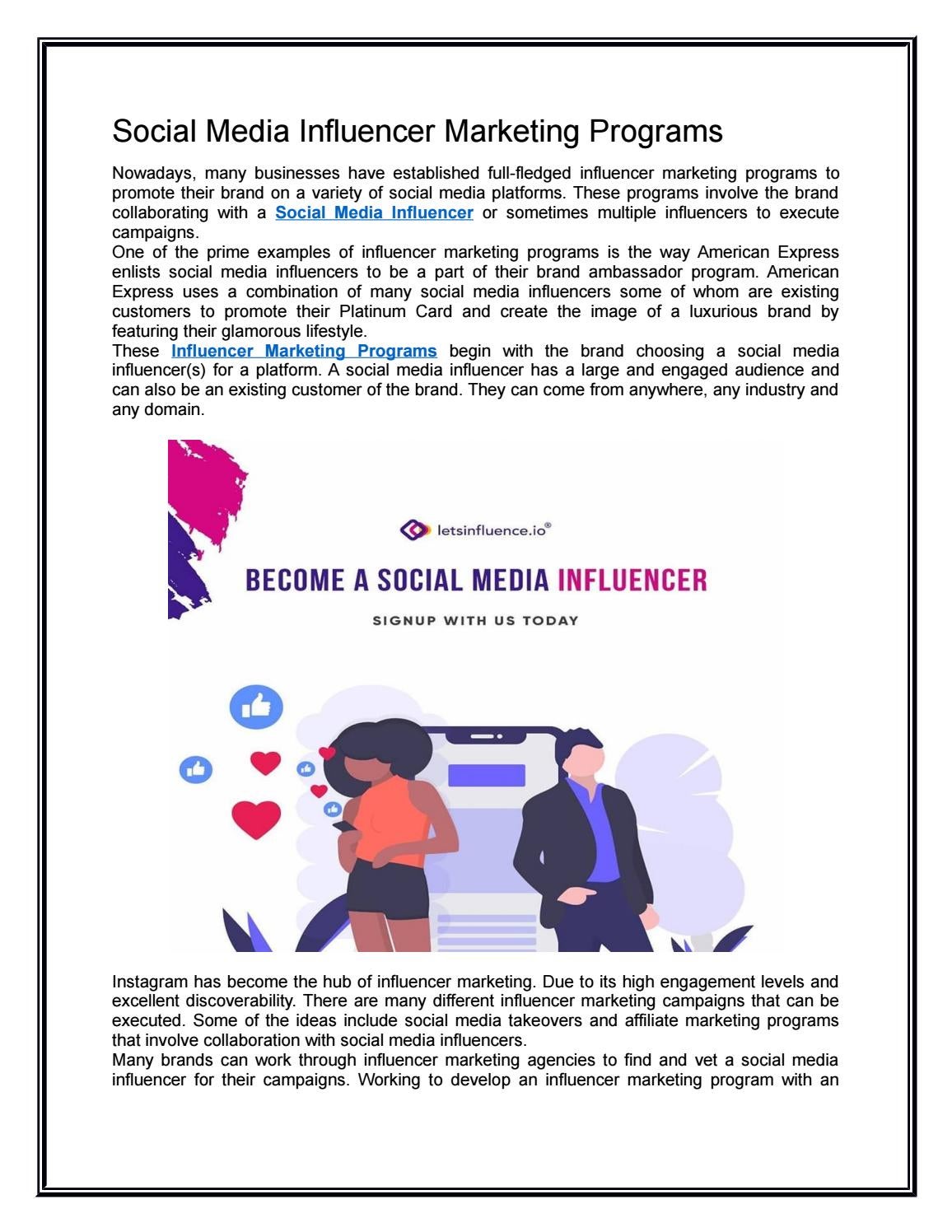 Influencer Marketing Programs by letsinfluence001 - Issuu