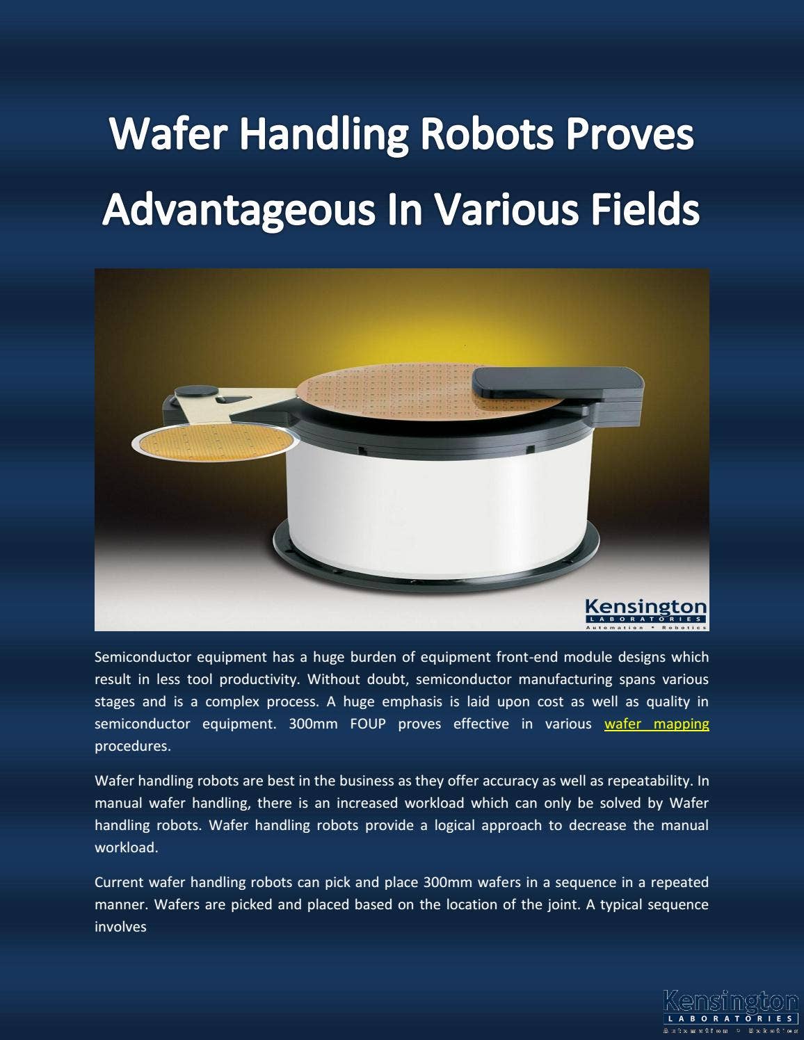 Wafer Handling Robots Proves Advantageous In Various Fields by ...