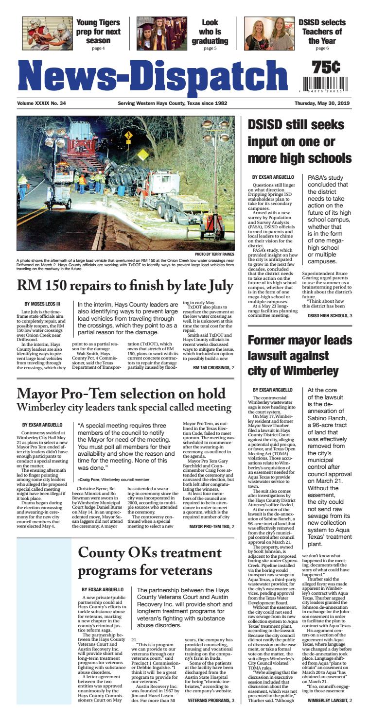 News Dispatch May 30, 2019 by Hays Free Press/News-Dispatch - Issuu