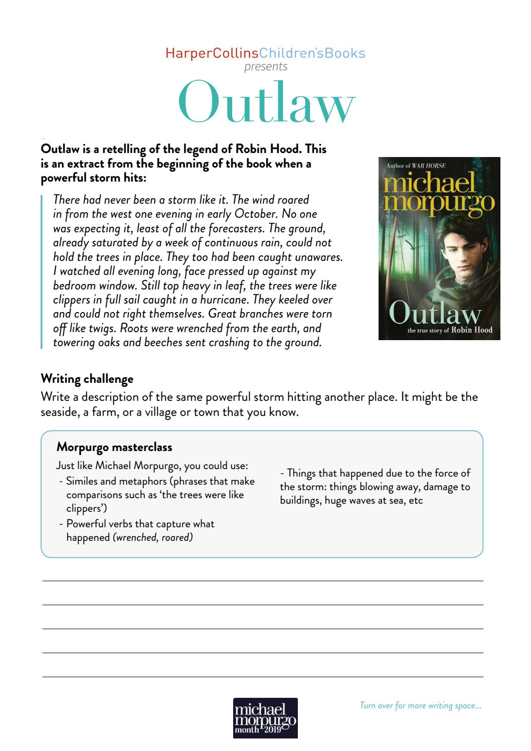 Outlaw by Michael Morpurgo - Writing Challenge (KS2) by ...
