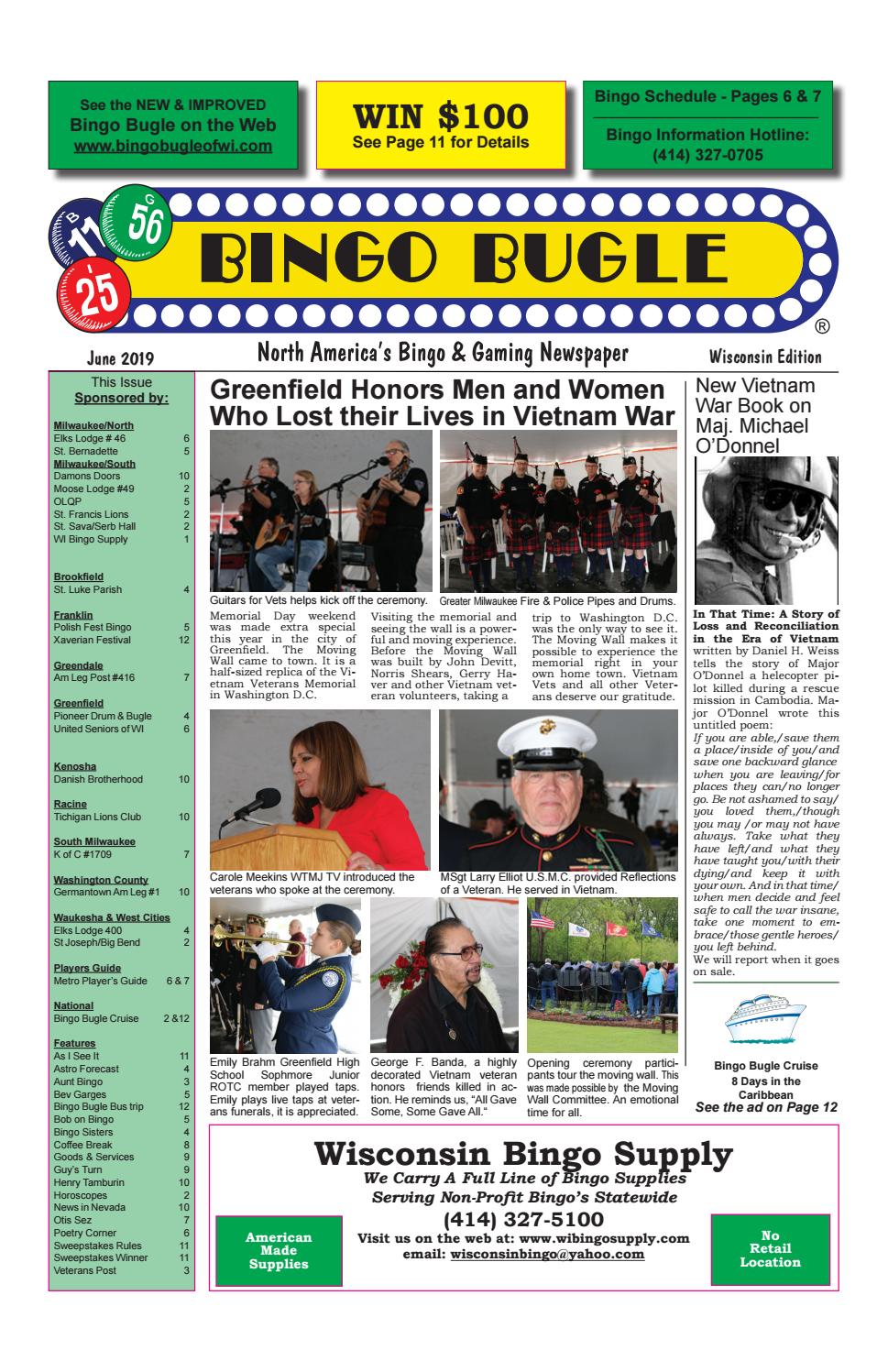 Bingo Bugle Wisconsin June 2019 Edition by Bingo Bugle of Wisconsin - Issuu