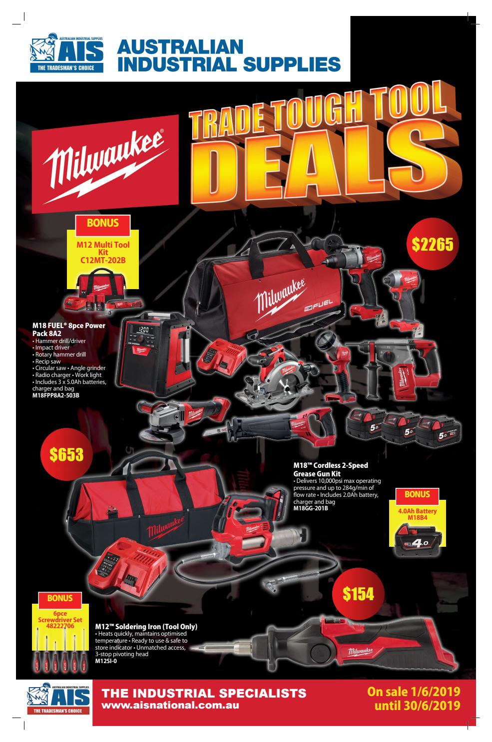 AIS MILWAUKEE JUNE 2019 TRADE TOUGH TOOL DEALS FLYER by Australian ...