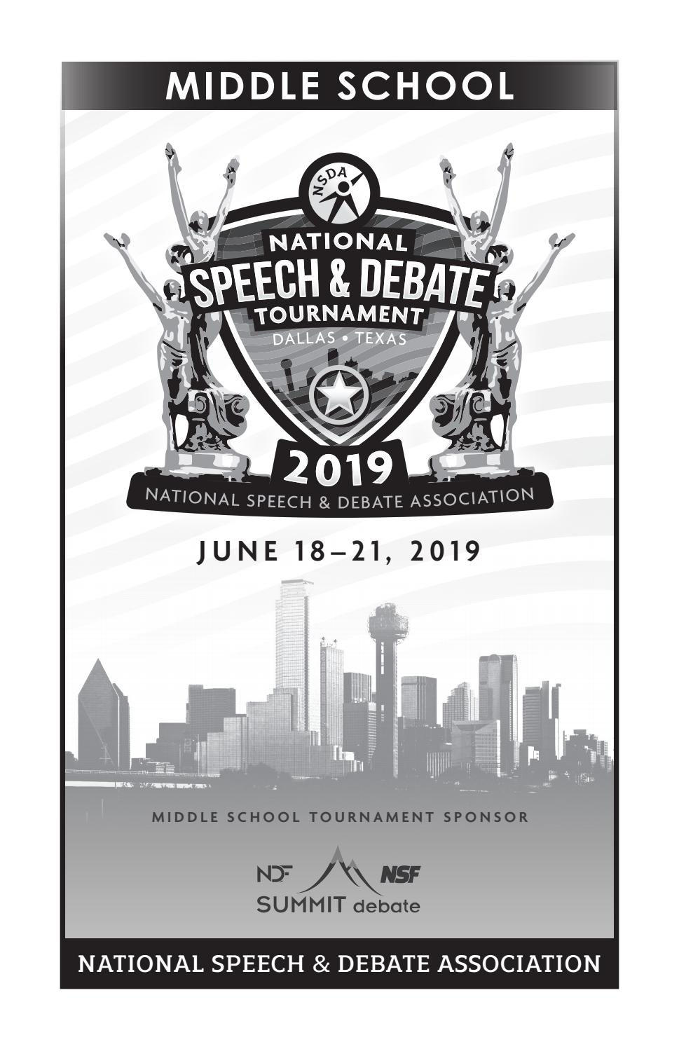 2019 Middle School Tournament Book by Speech & Debate - Issuu