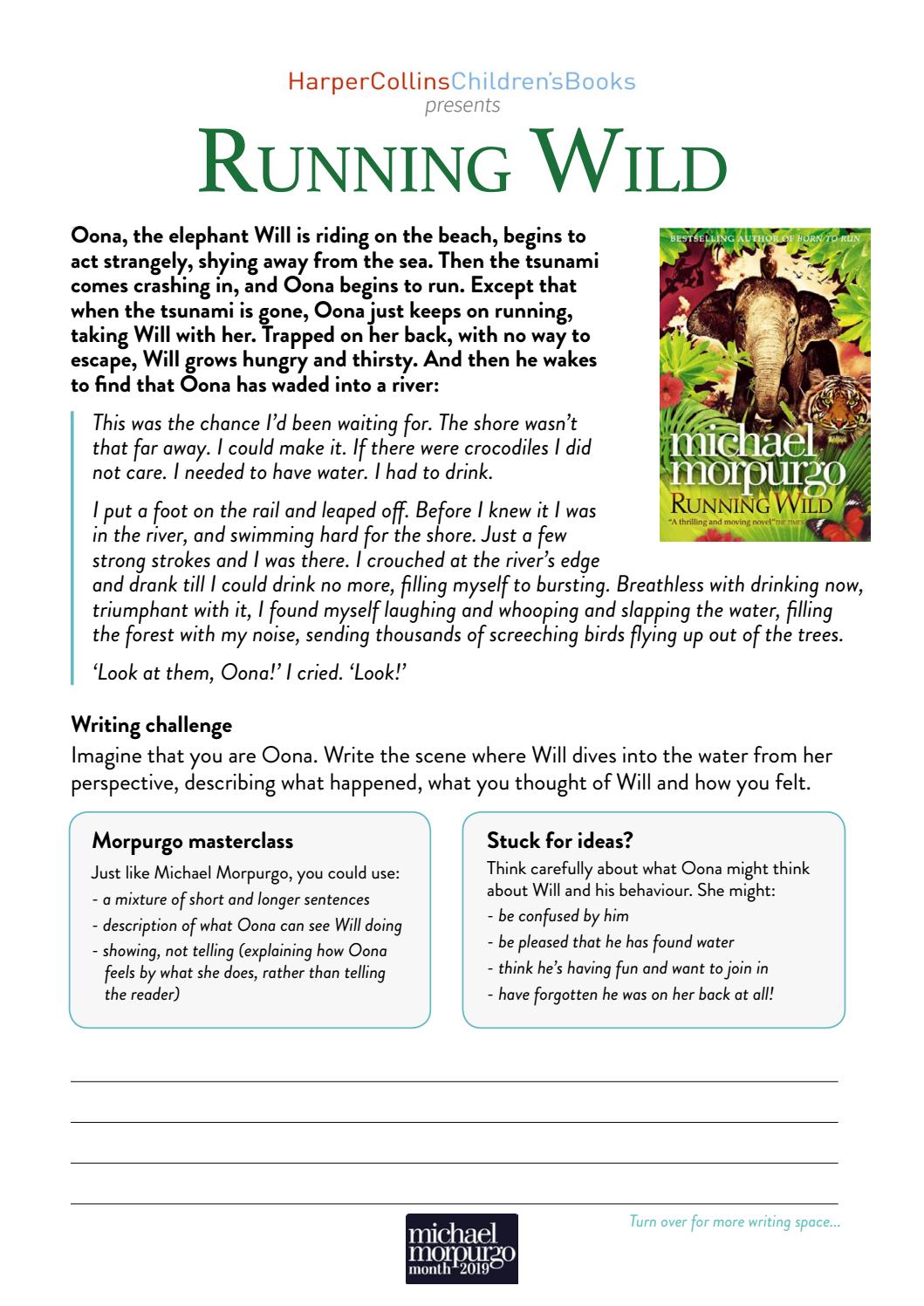Running Wild by Michael Morpurgo - Writing Challenge (KS2, KS3) by ...