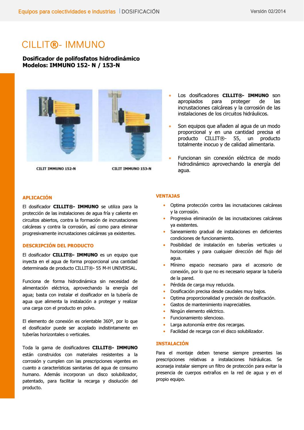 HOJA TÉCNICA IMMUNO CILLIT by Siscocan Grupo Comercial - Issuu
