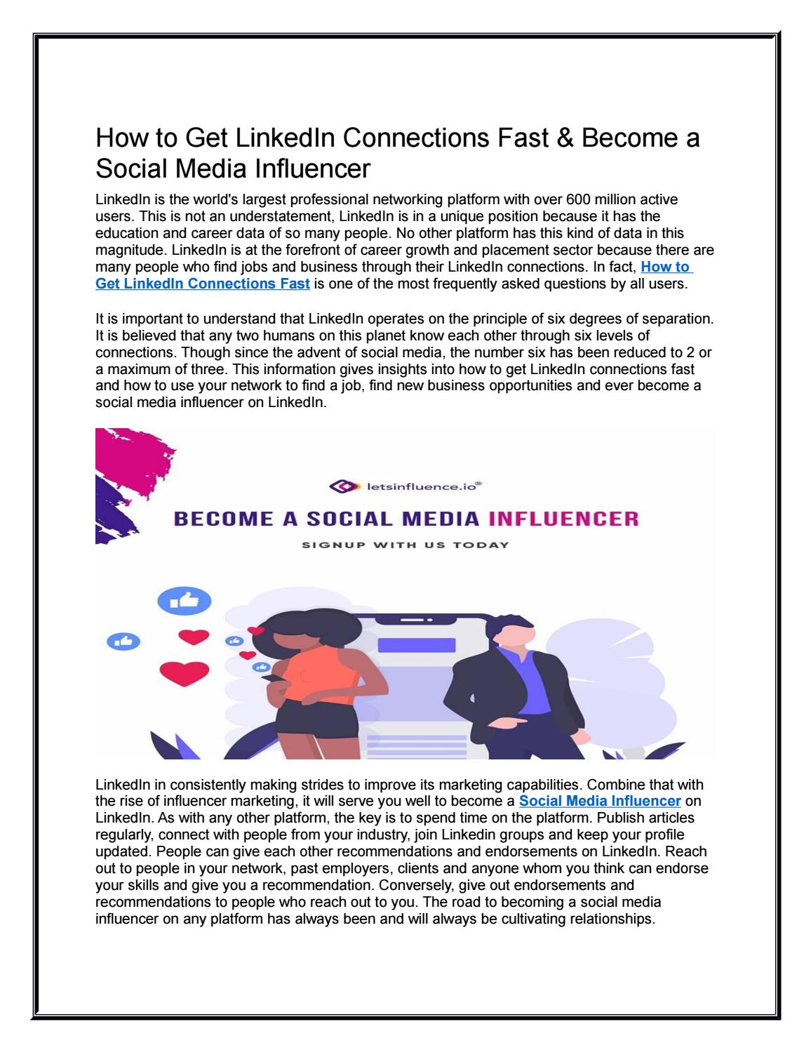 How to Get Linked Connections Fast by letsinfluence001 - Issuu