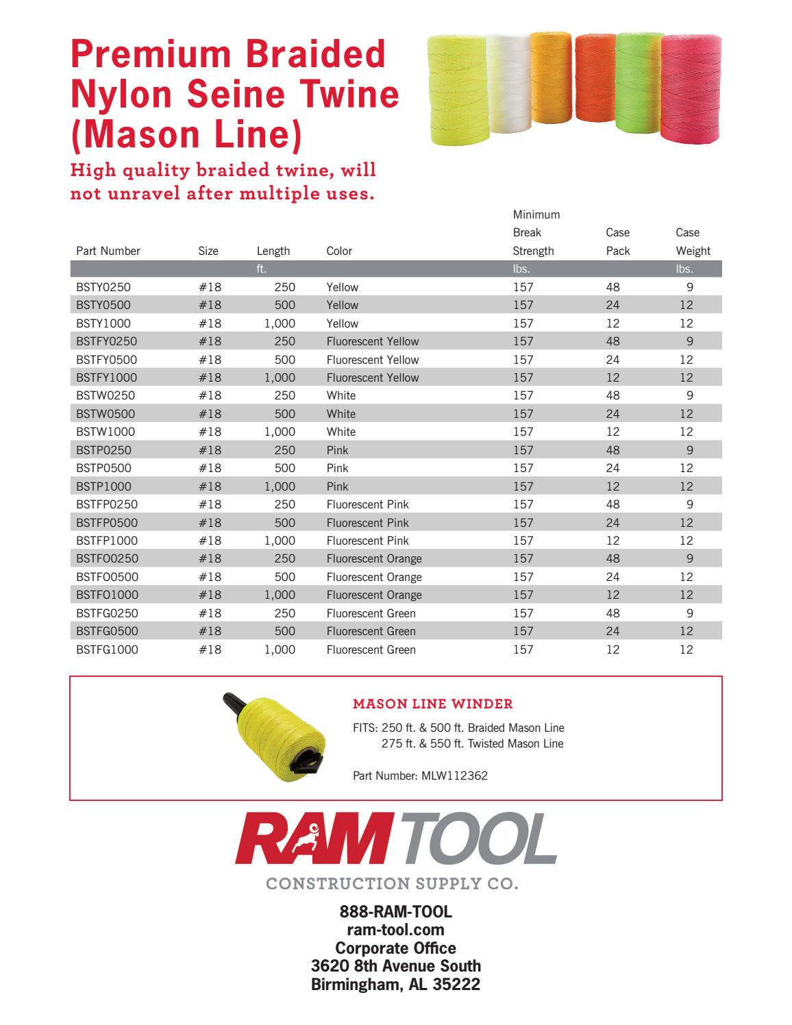 Erin Rope Premium Braided Nylon Seine Twine by Ram Tool Construction ...