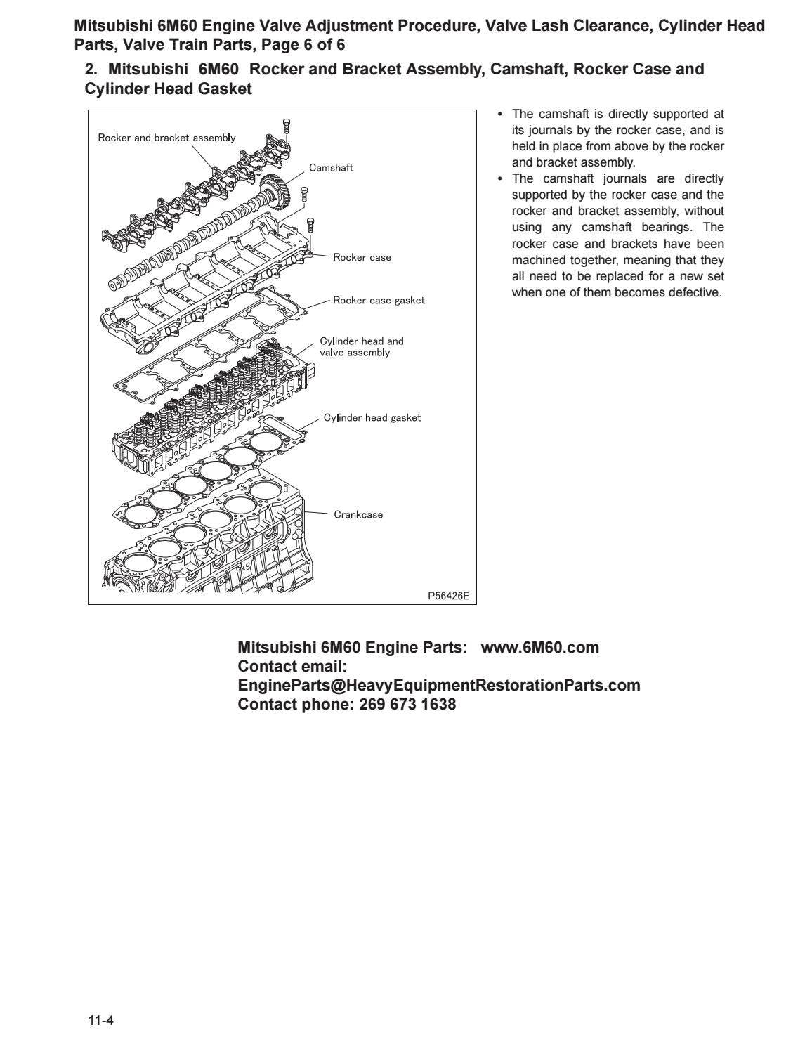 Mitsubishi 6M60 Engine Valve Adjustment Procedure, Valve Lash Clearance ...