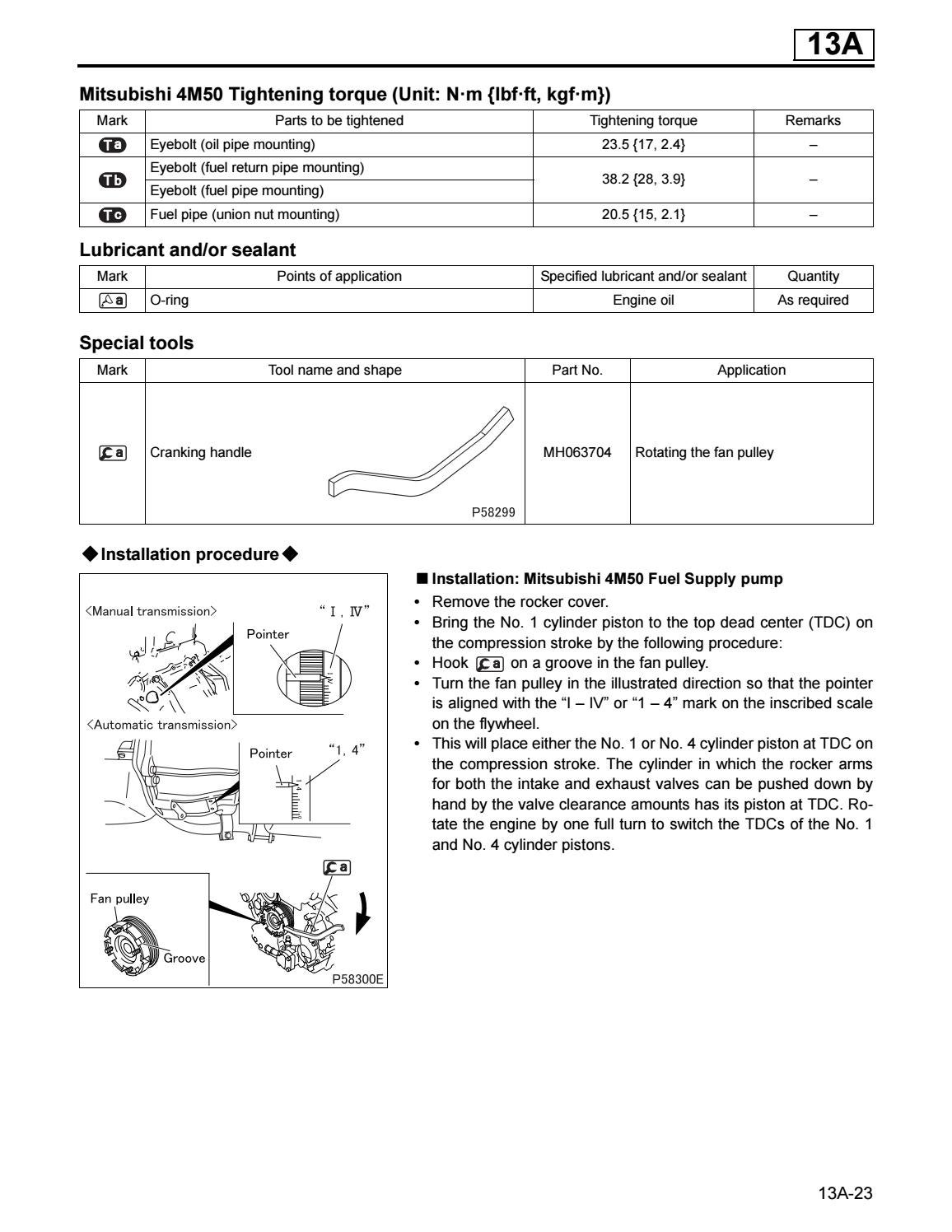 Mitsubishi 4M50 Engine Workshop Manual free download by engineparts2 ...