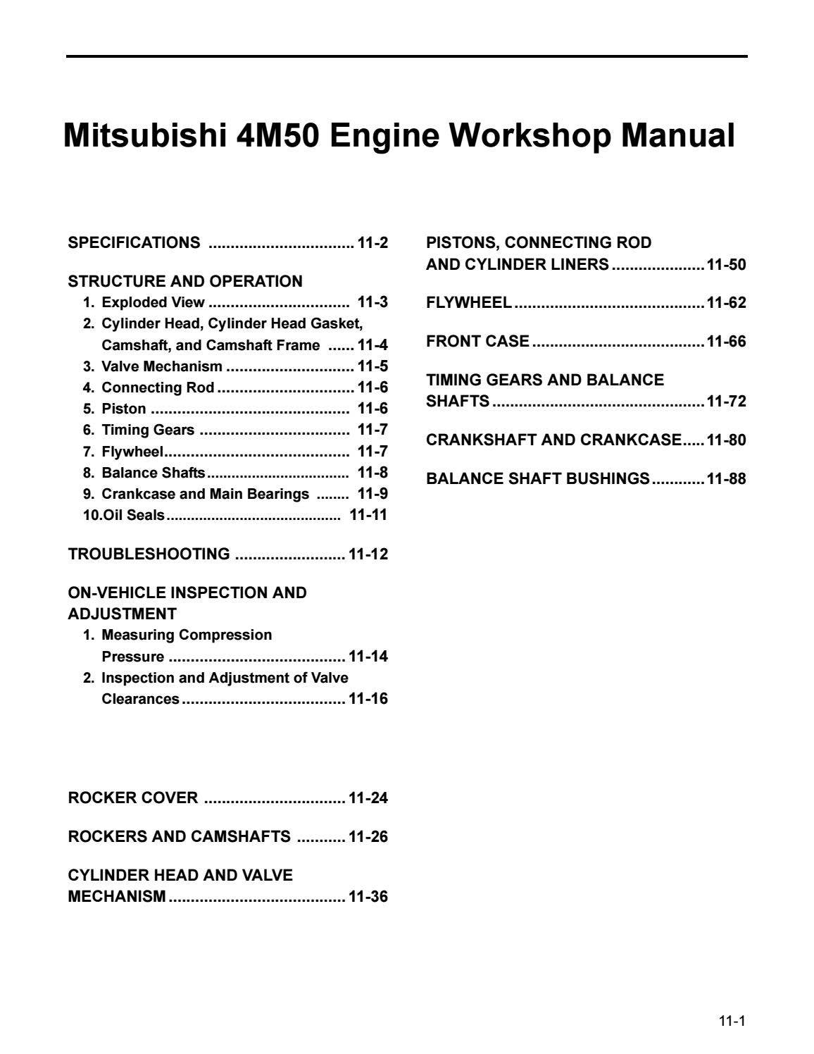 Mitsubishi 4M50 Engine Workshop Manual free download by engineparts2 ...